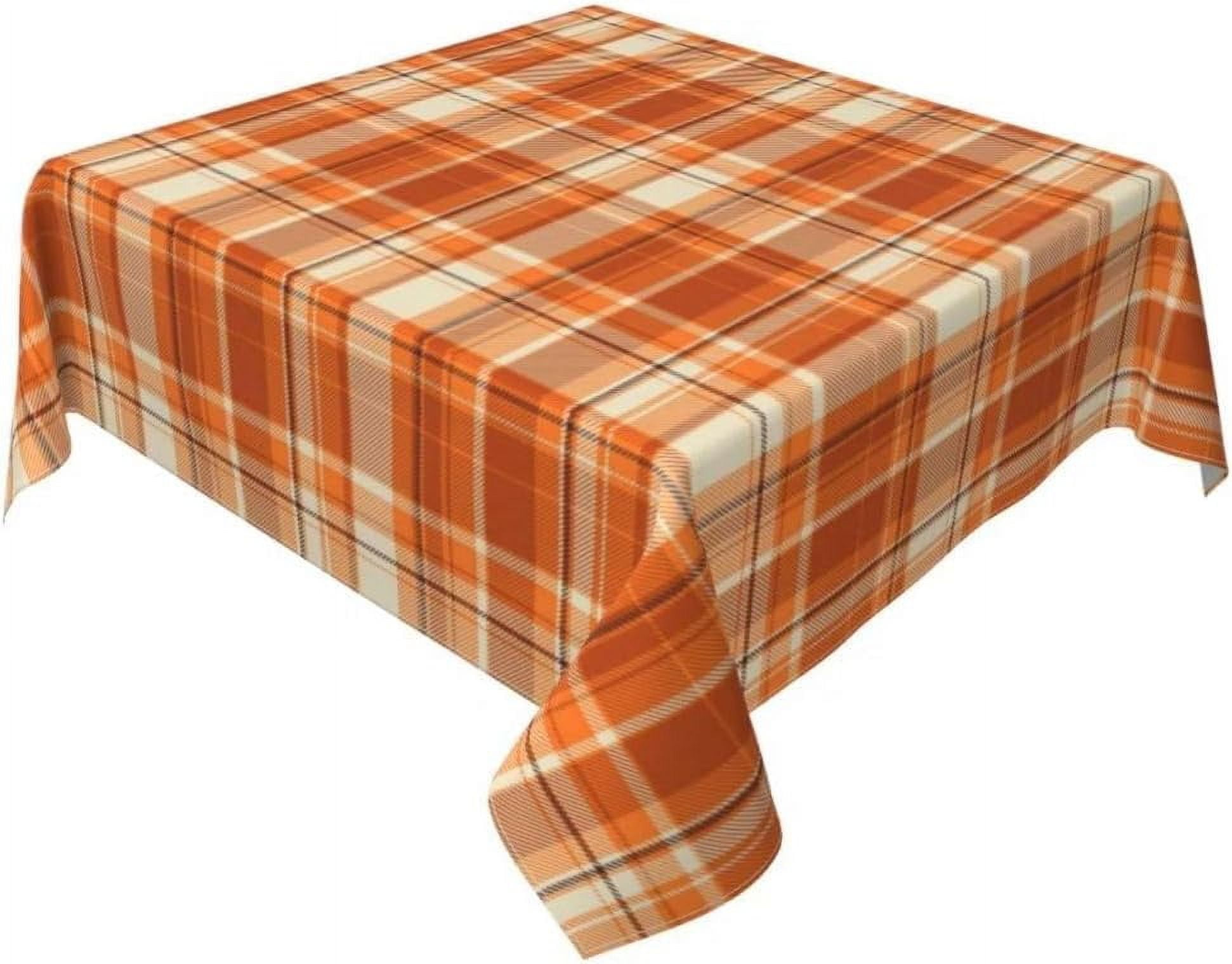 Fall Tablecloth 60x60 Inch Square Autumn Thanksgiving Plaid Table Cloth ...