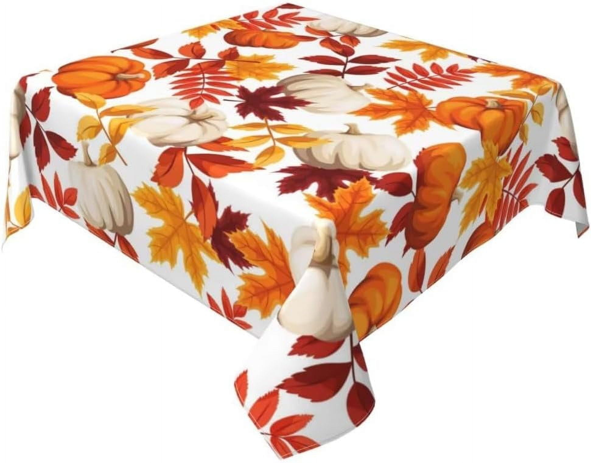 Fall Tablecloth 60x60 Inch Square Rustic Thanksgiving Pumpkin Maple ...