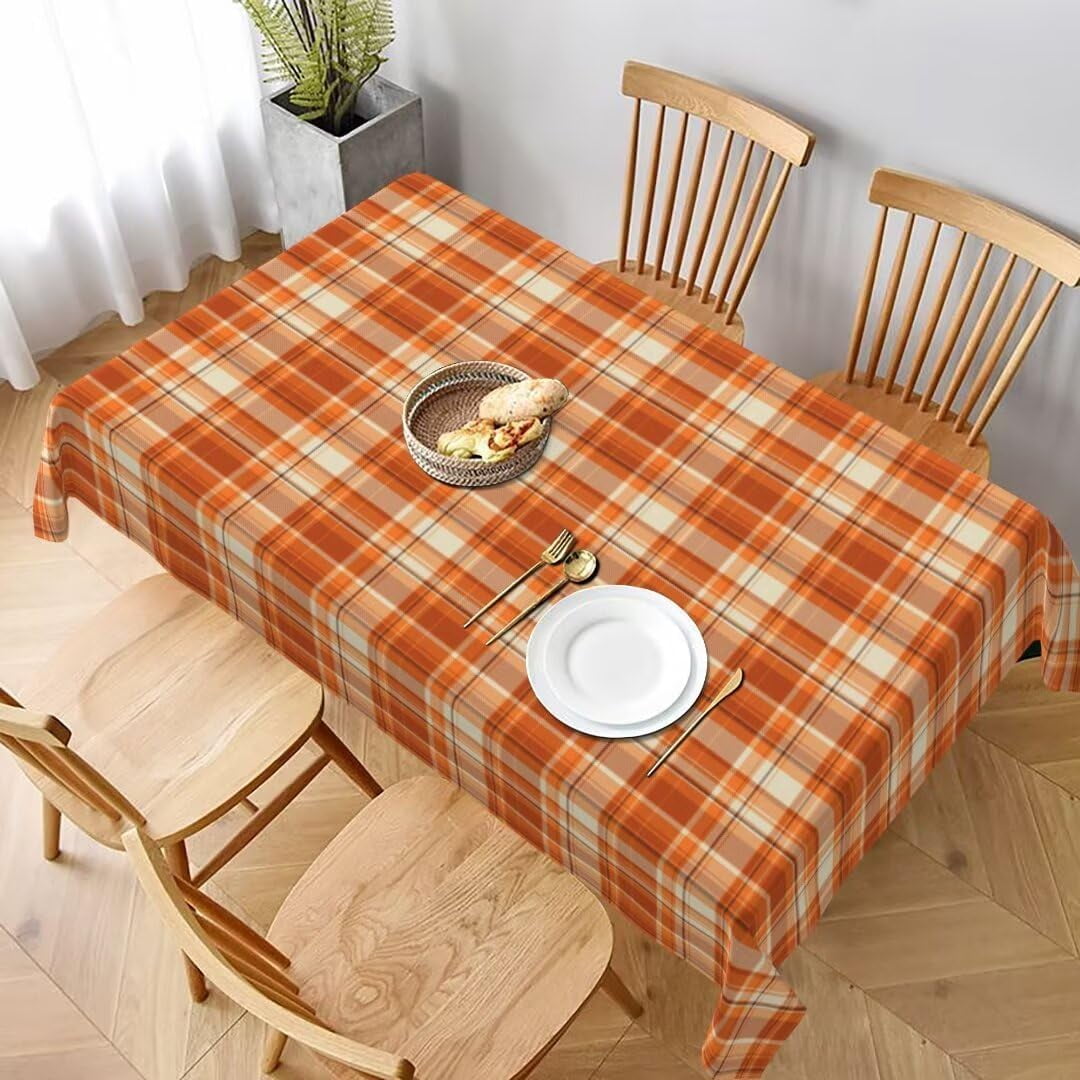 Fall Tablecloth 60x84 Inch Rectangular Autumn Thanksgiving Plaid Table ...