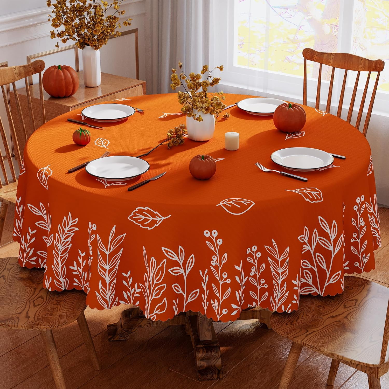 Fall Tablecloth 70x70 Inch Round, Fall Decor Leaves Table Cloths ...