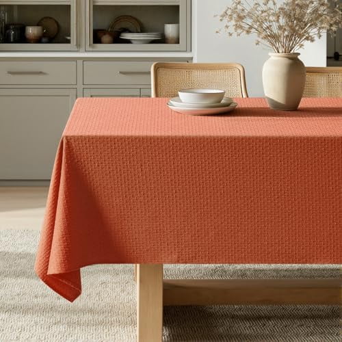 Fall Tablecloth Burnt Orange Linen Cotton Table Cloth Rectangle ...