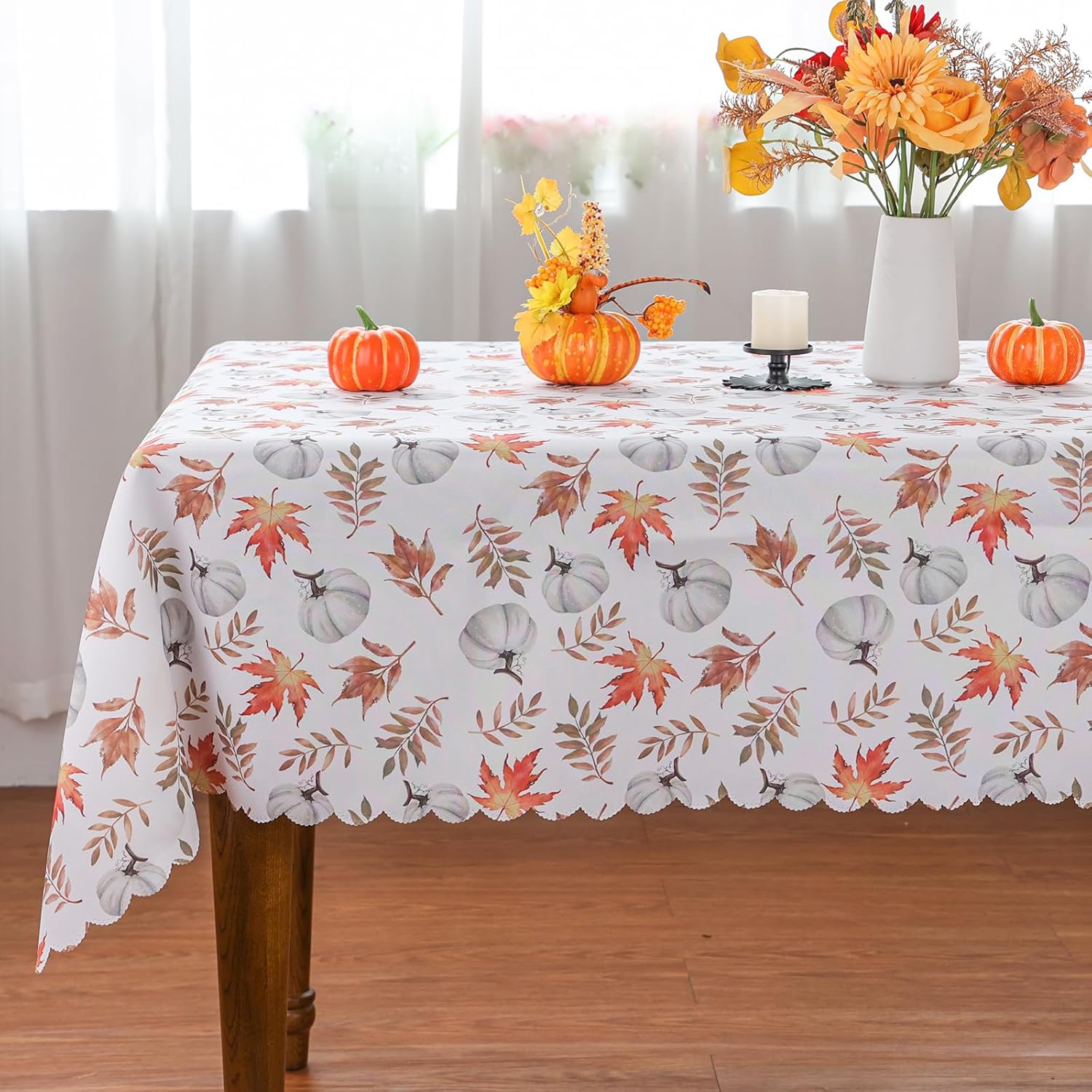 Thanksgiving Tablecloth Turkey, Fall Pumpkin Rectangle Table Cloths 60 ...
