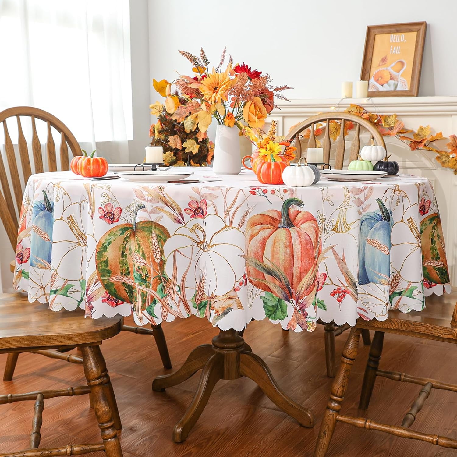 Fall Tablecloth, Fall Decorations for Home Waterproof Pumpkin Decor ...