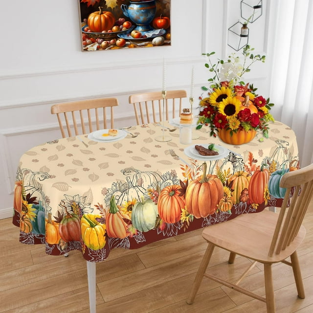Fall Tablecloth Oval 60 x 120 Inch, Oval Fall Tablecloth, Autumn ... Fall Tablecloth Oval 60 x 120 Inch, Oval Fall Tablecloth, Autumn ...