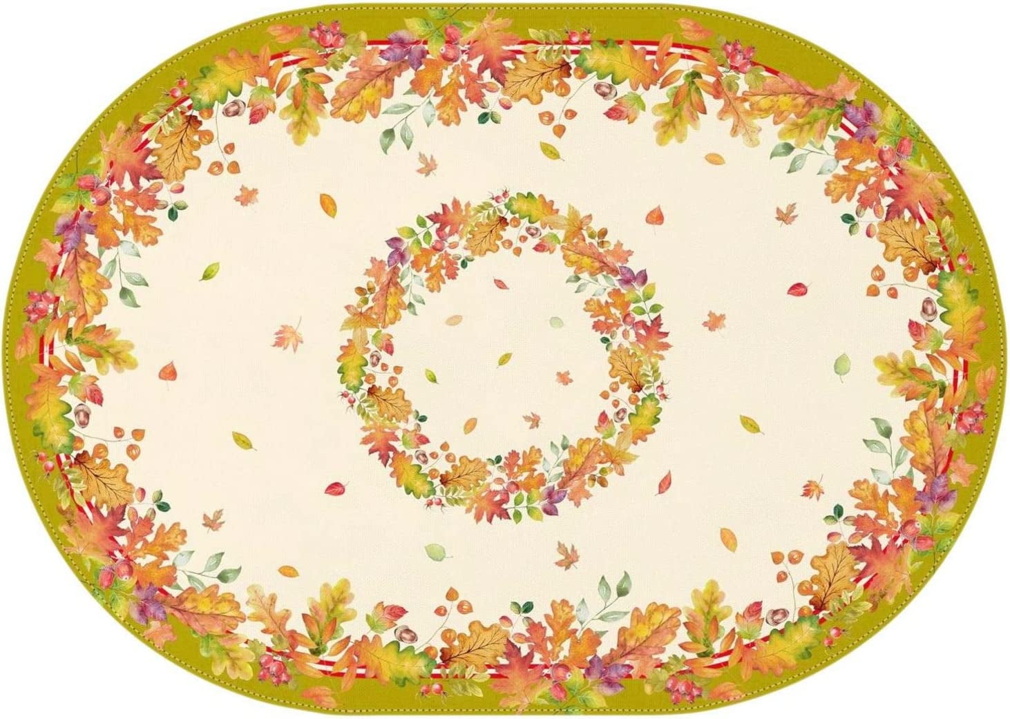 Fall Tablecloth Oval, Thanksgiving Tablecloth Oval with Fall Leave ...
