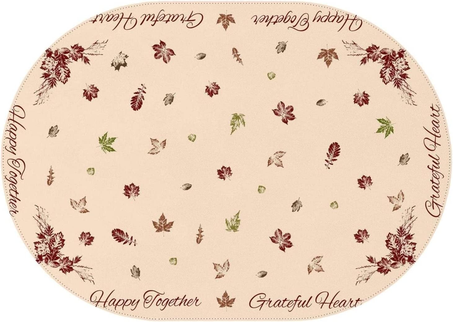 Fall Tablecloth Oval, Thanksgiving Tablecloth Oval with Fall Leaves ...