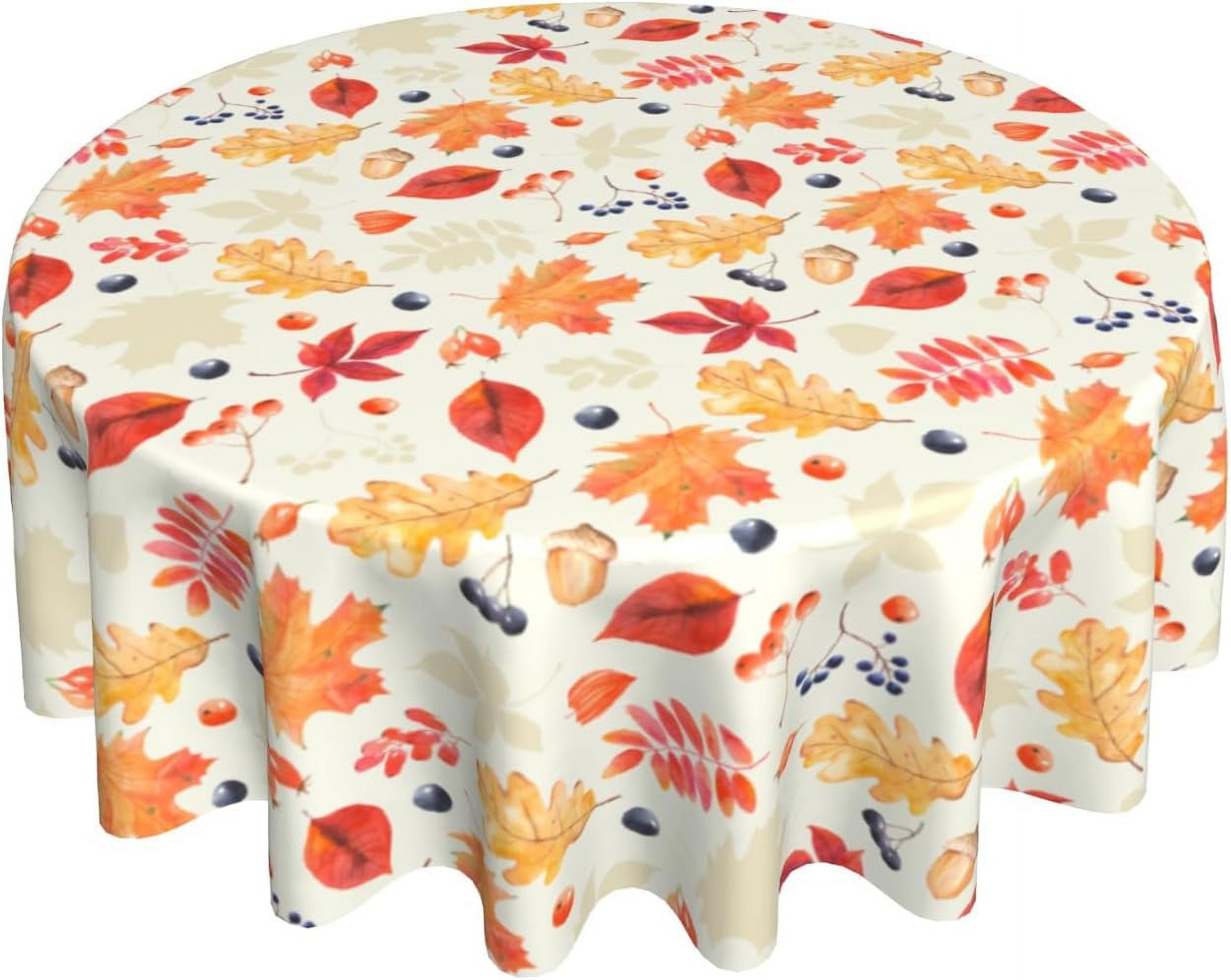 Fall Tablecloth Round 60 Inch Thanksgiving Tablecloth Circular ...