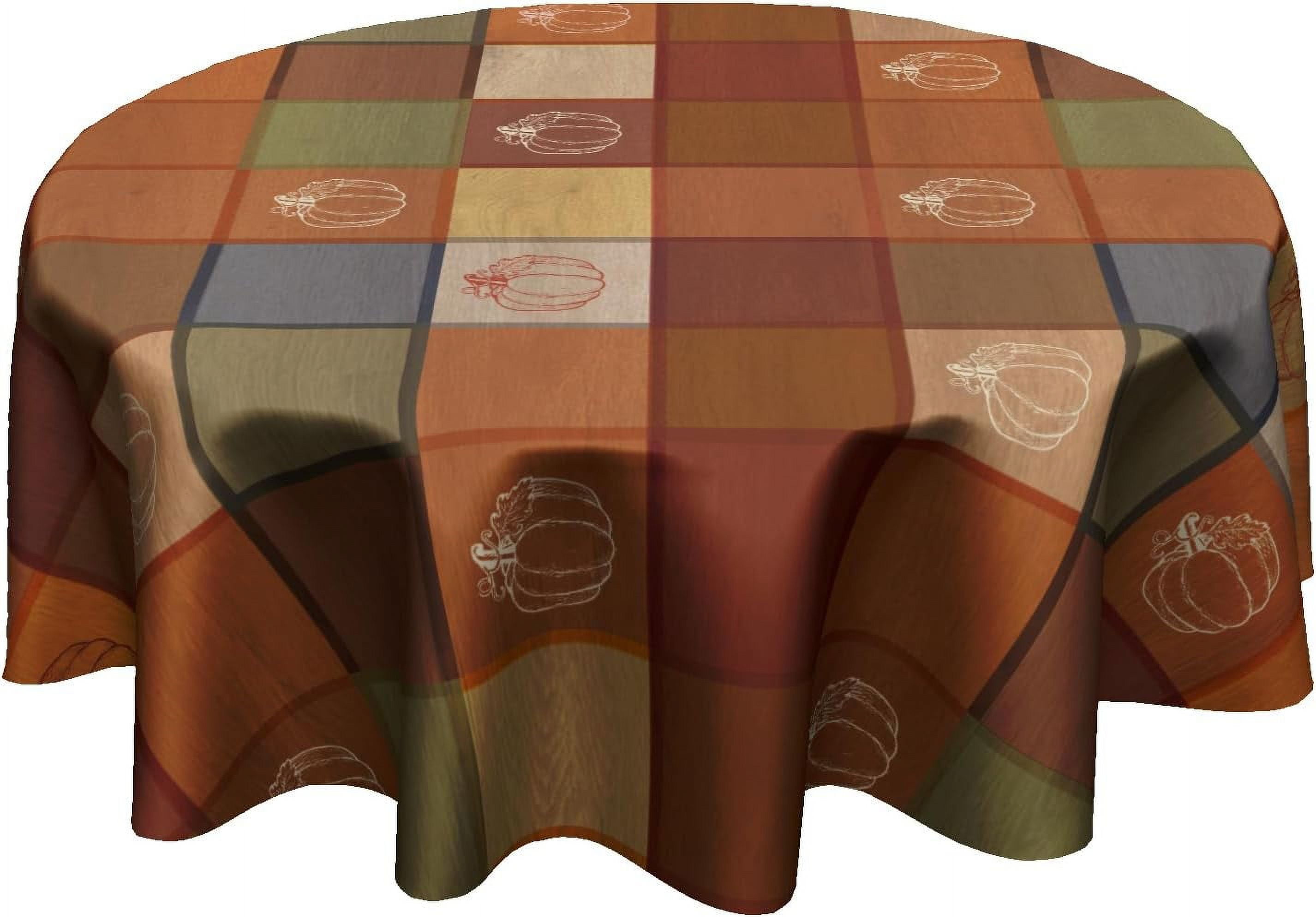 Fall Tablecloth Round 60 Inch - Wooden Pumpkin Table Cloth Thanksgiving ...