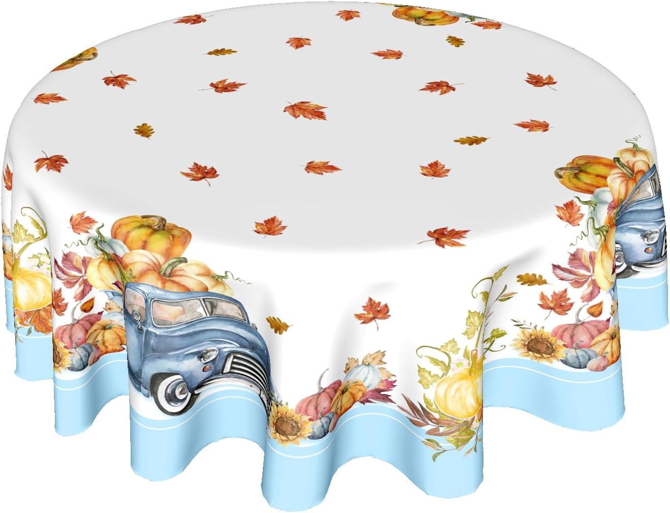 Fall Tablecloth Round 60 Inches Thanksgiving Autumn Harvest Decoration ...