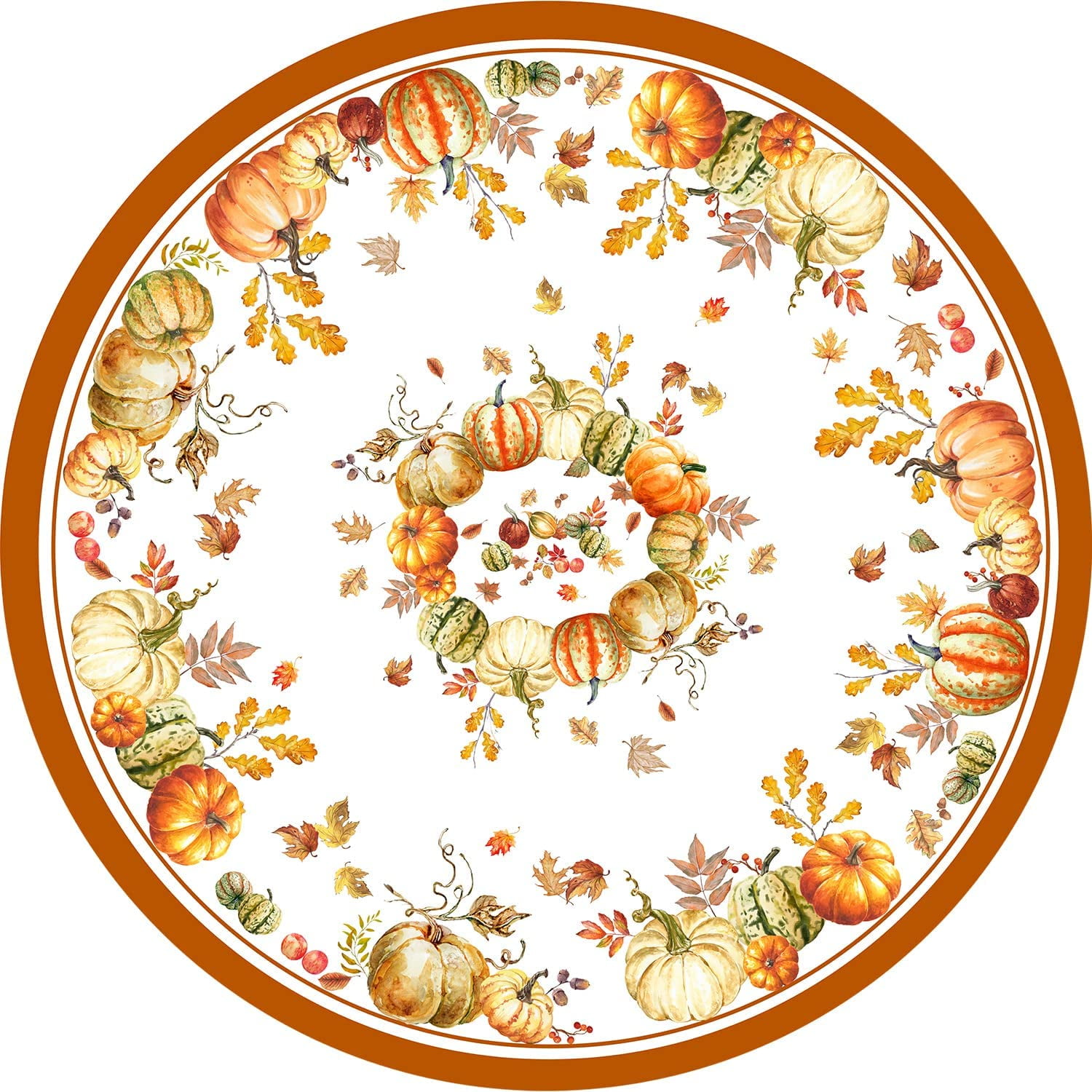 Fall Tablecloth Round, Thanksgiving Tablecloth Round with Fall Pumpkin ...