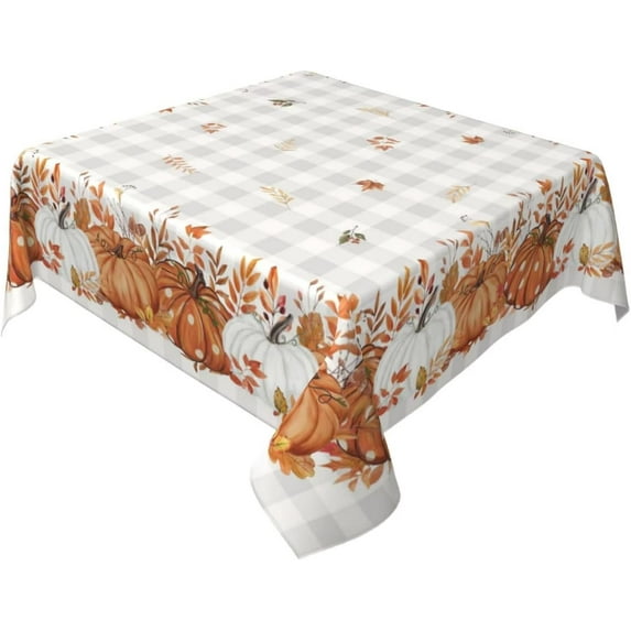 Fall Tablecloth Square 54 x 54 Inch Thanksgiving Buffalo Plaid Pumpkins ...
