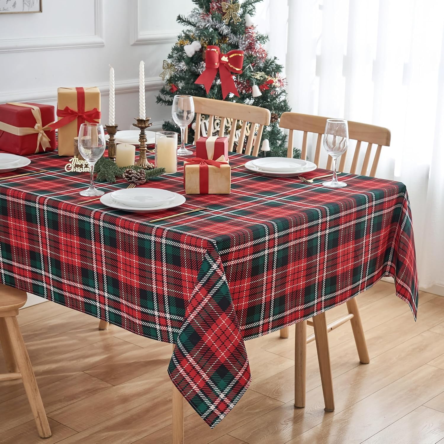 Fall Tablecloth Thanksgiving Orange Plaid 70" Round Table Cloth ...