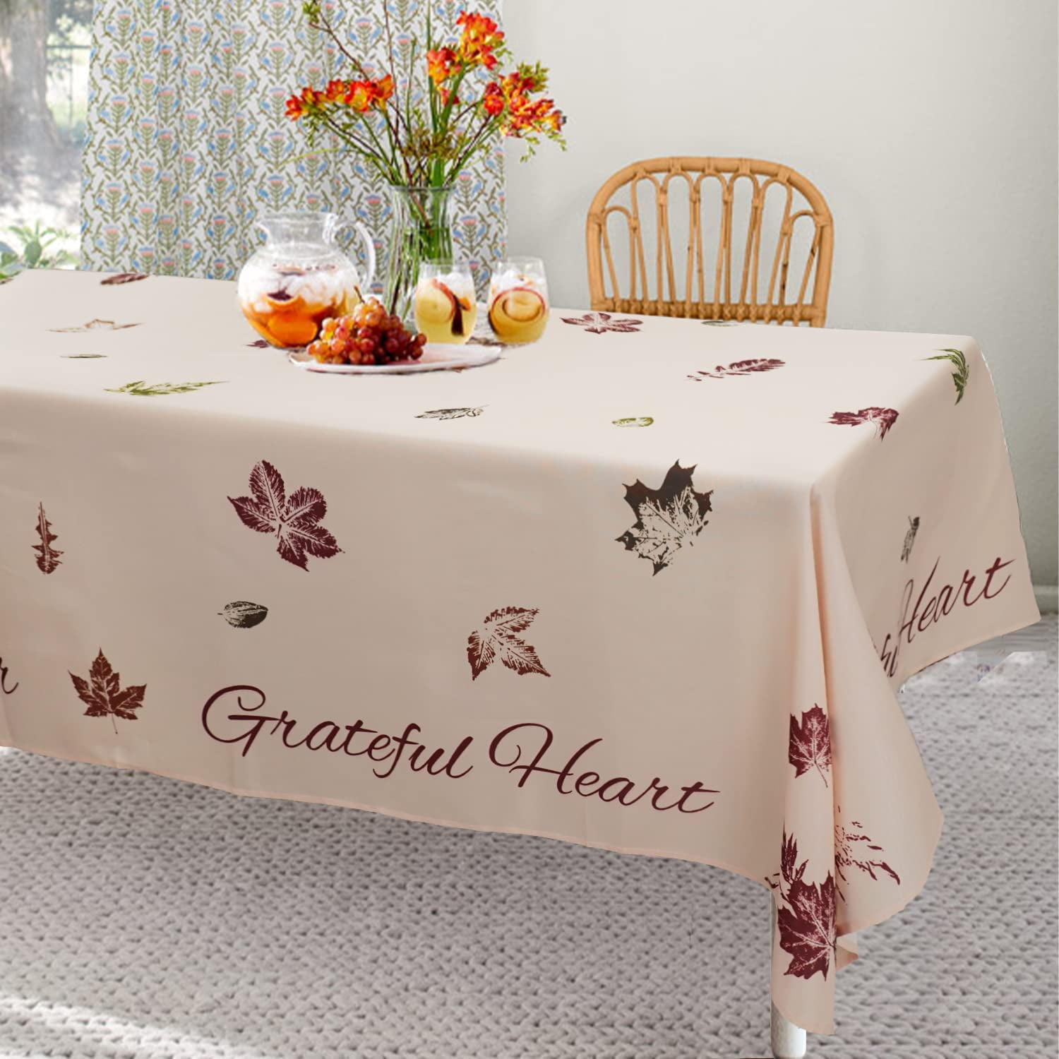 Fall Tablecloth, Thanksgiving Tablecloth with Fall Leaves Autumn ...