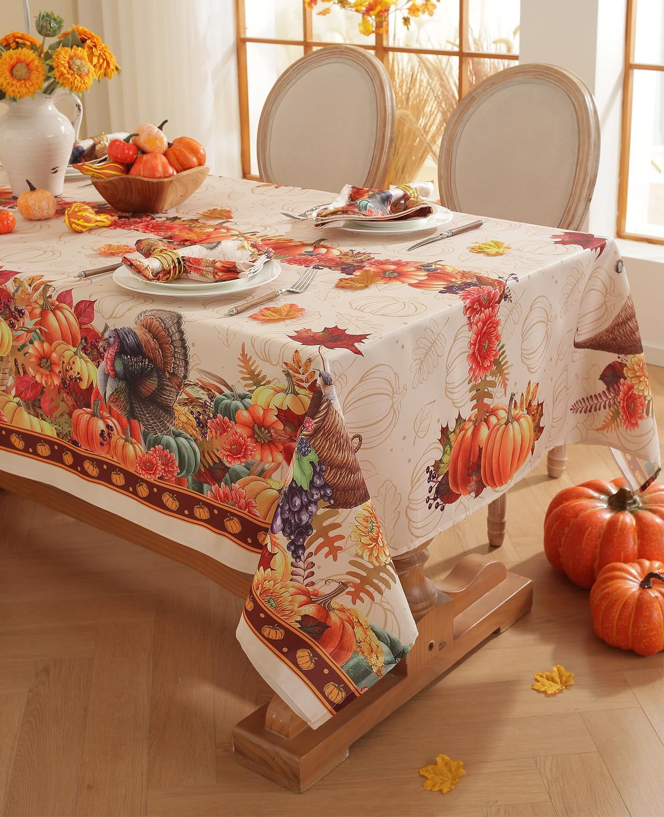 Fall Tablecloth for Rectangle Tables,Spill-Proof Autumn Table Cloth ...