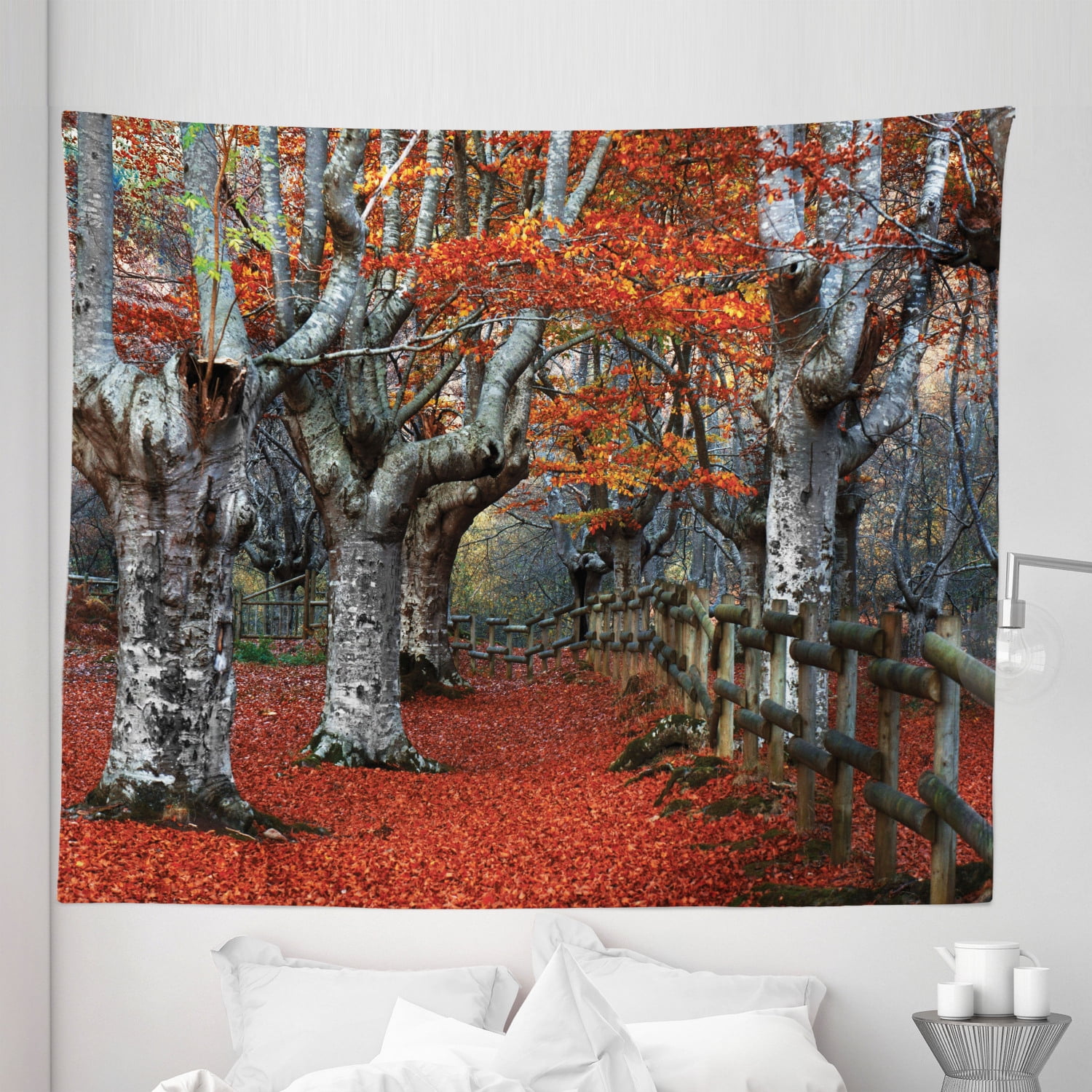 Fall Tapestry, Dreamy Gated Beech Trees Forest with Fall Leaf Mother ...