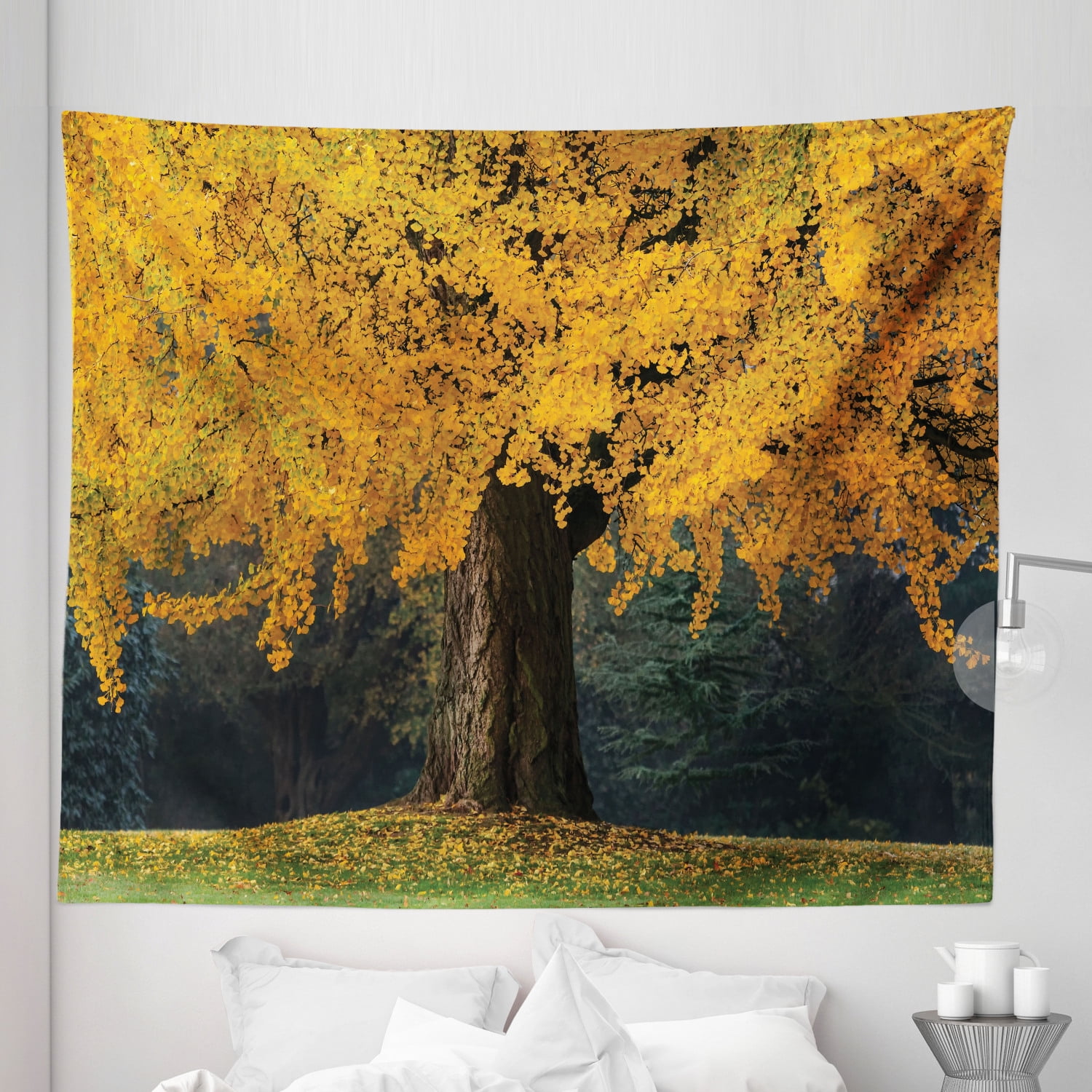 Fall Tapestry, Old Tree with Leaves During Fall Evergreen Forest at the ...