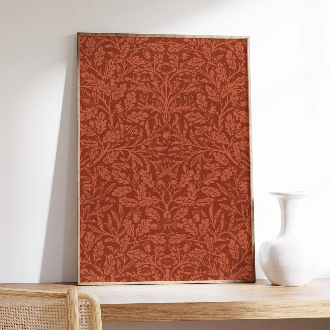 Fall Textile Poster Autumn Red Pattern Art Decor Vintage Poster ...