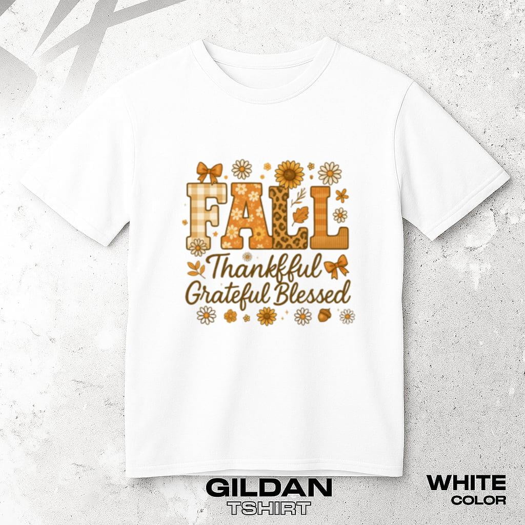 Fall Thankful Grateful Blessed Graphic Unisex T-Shirt Cozy Autumn ...