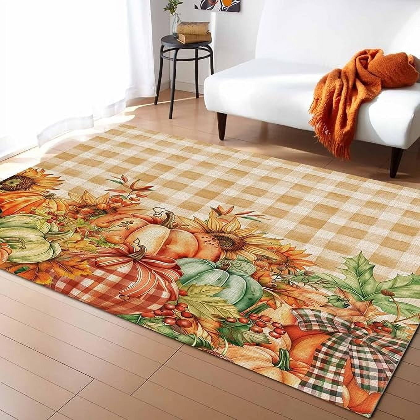 Fall Thanksgiving Area Rug Living Room Rug Washable Rug For Living Room ...