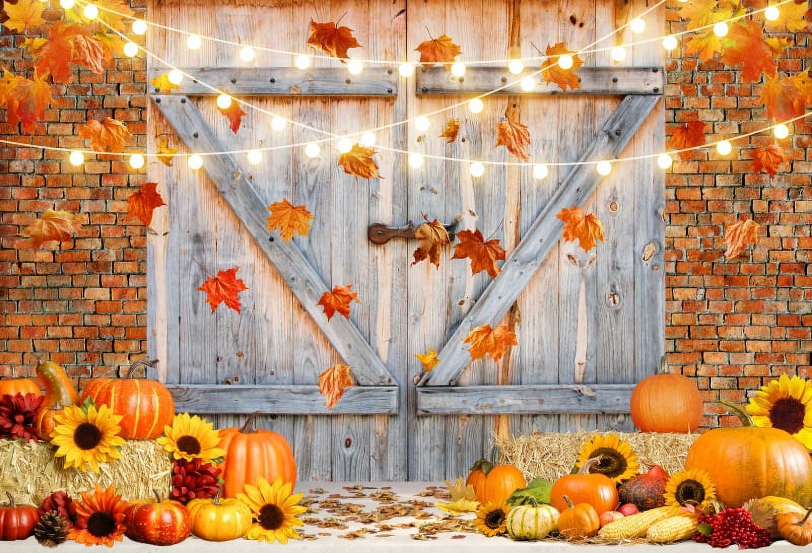 Fall Thanksgiving Backdrop Autumn Rustic Farm Pumpkin Harvest Barn Door ...