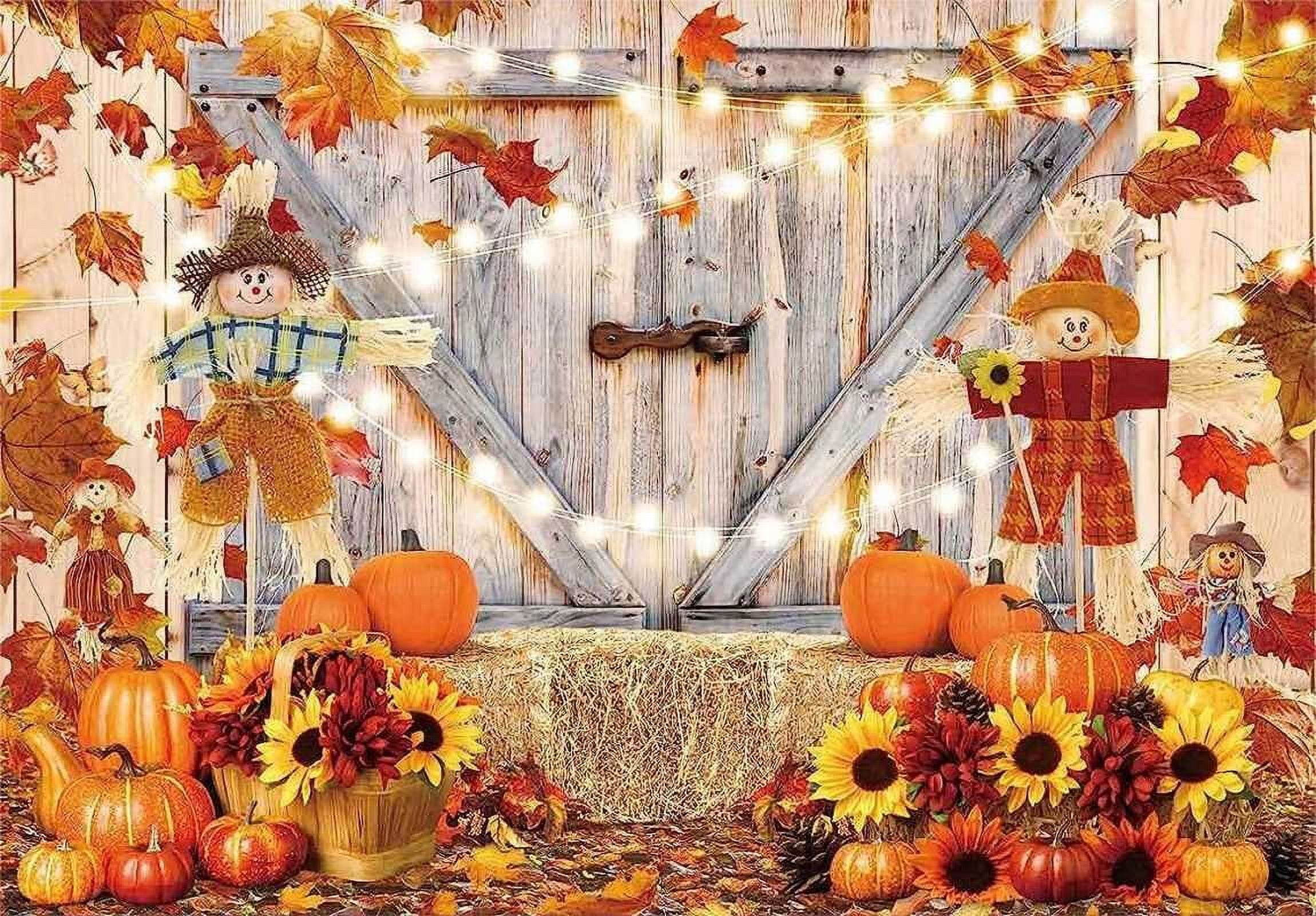 Fall Thanksgiving Backdrop Rustic Wooden Barn Harvest Photo Background ...