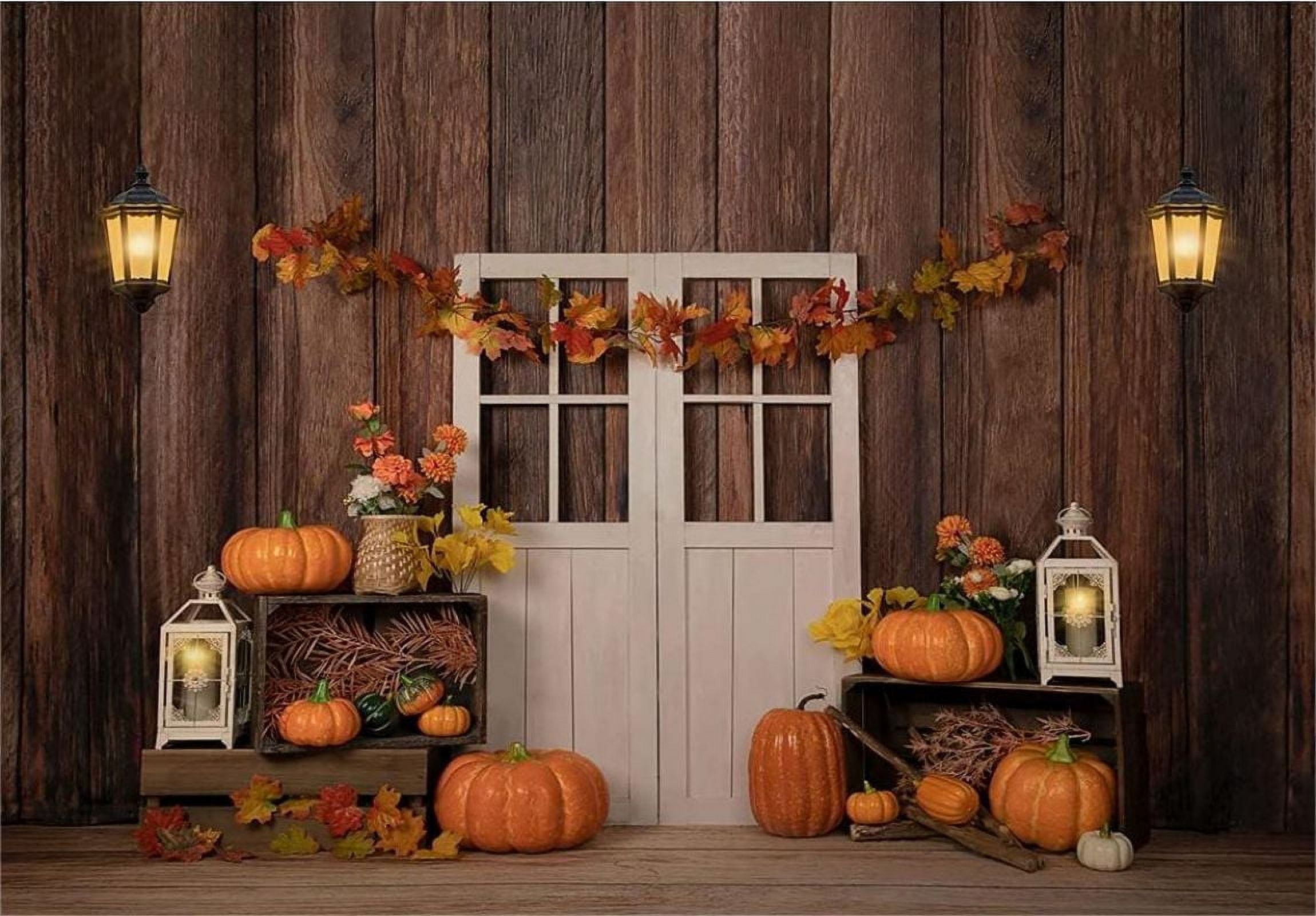 Fall Thanksgiving Backdrop Rustic Wooden Barn Harvest Photo Background ...