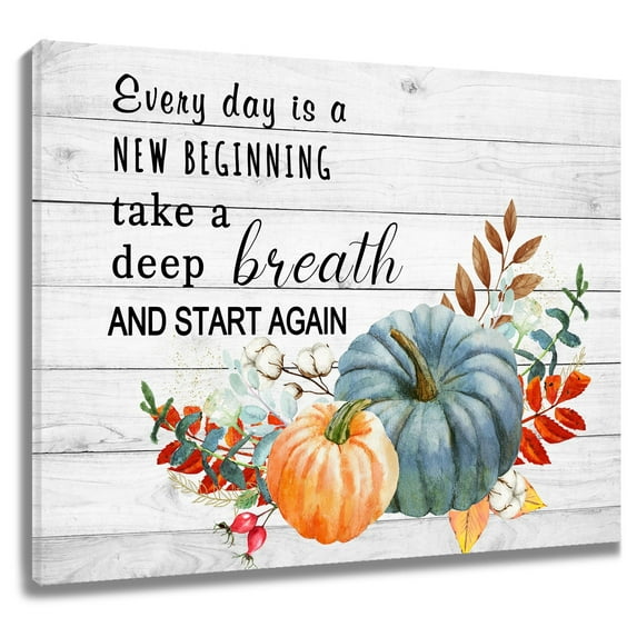 Fall Thanksgiving Canvas Wall Art Orange Blue Pumpkin Picture on Rustic ...