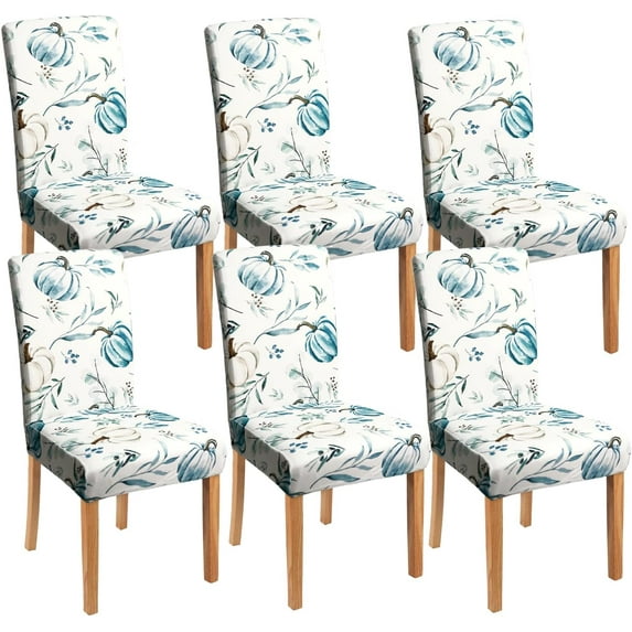 Fall Thanksgiving Chair Covers Set of 6, Watercolor Pumpkin Maple Leaf ...