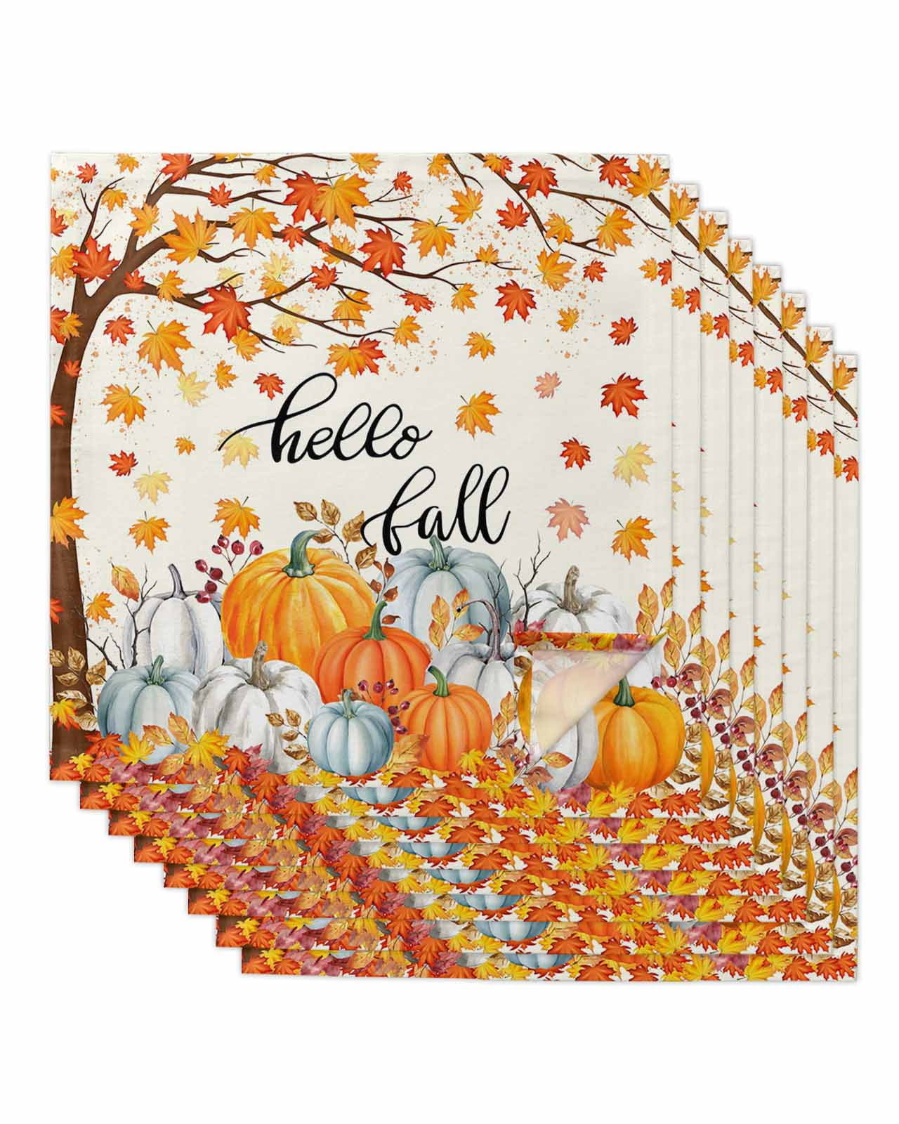 Fall Thanksgiving Cloth Napkins Set of 8 Reusable Dinner Napkins ...