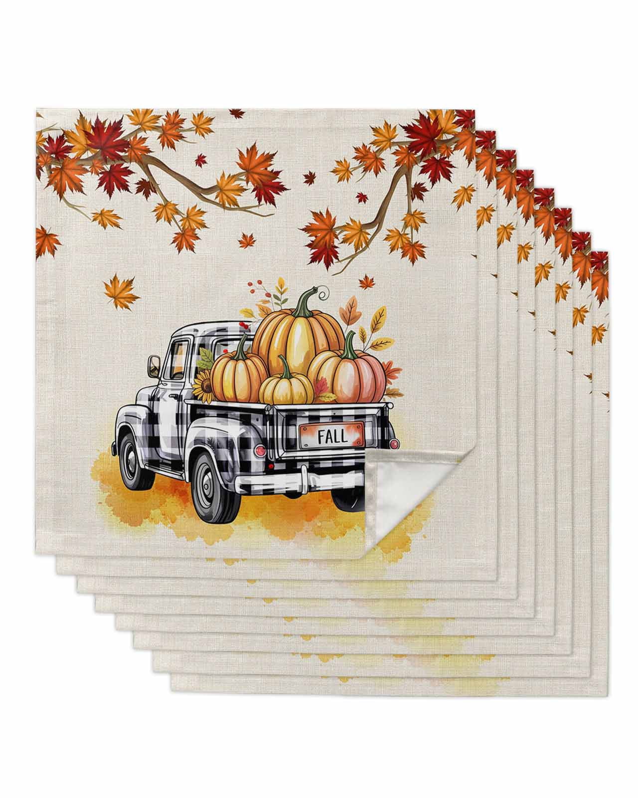 Fall Thanksgiving Cloth Napkins Set of 8 Reusable Dinner Napkins ...