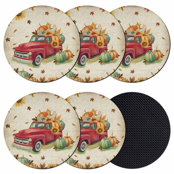 Fall Thanksgiving Coasters for Drinks,Absorbent Non Slip Rubber Drink ...