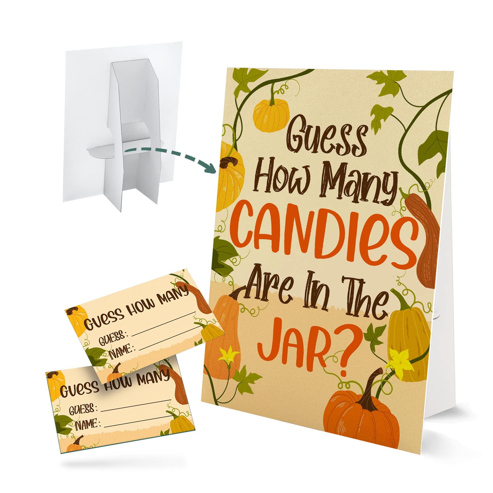 Fall Thanksgiving Day Party Game - Guess How Many, Standing Sign and 50 ...