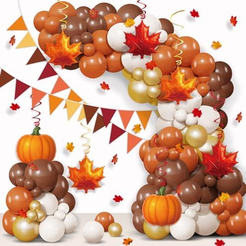 Fall Thanksgiving Decorations Balloon Garland Arch Kit Orange Brown ...