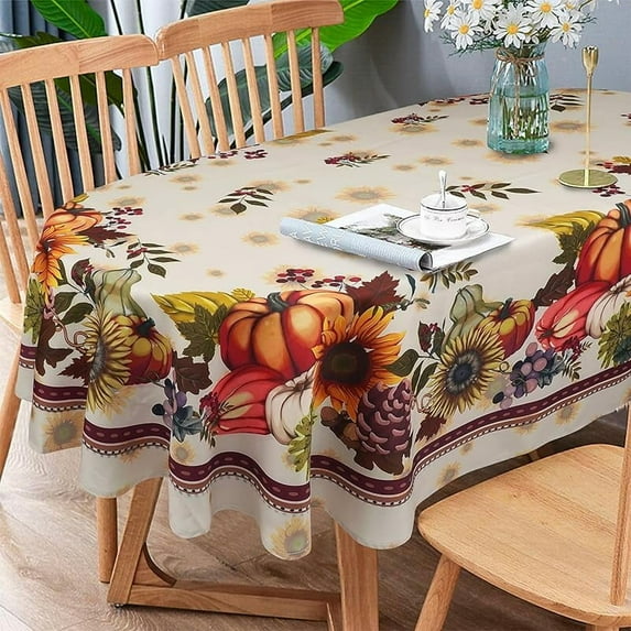 Fall Thanksgiving Double Border Decoration Tablecloth,Sunflower ...