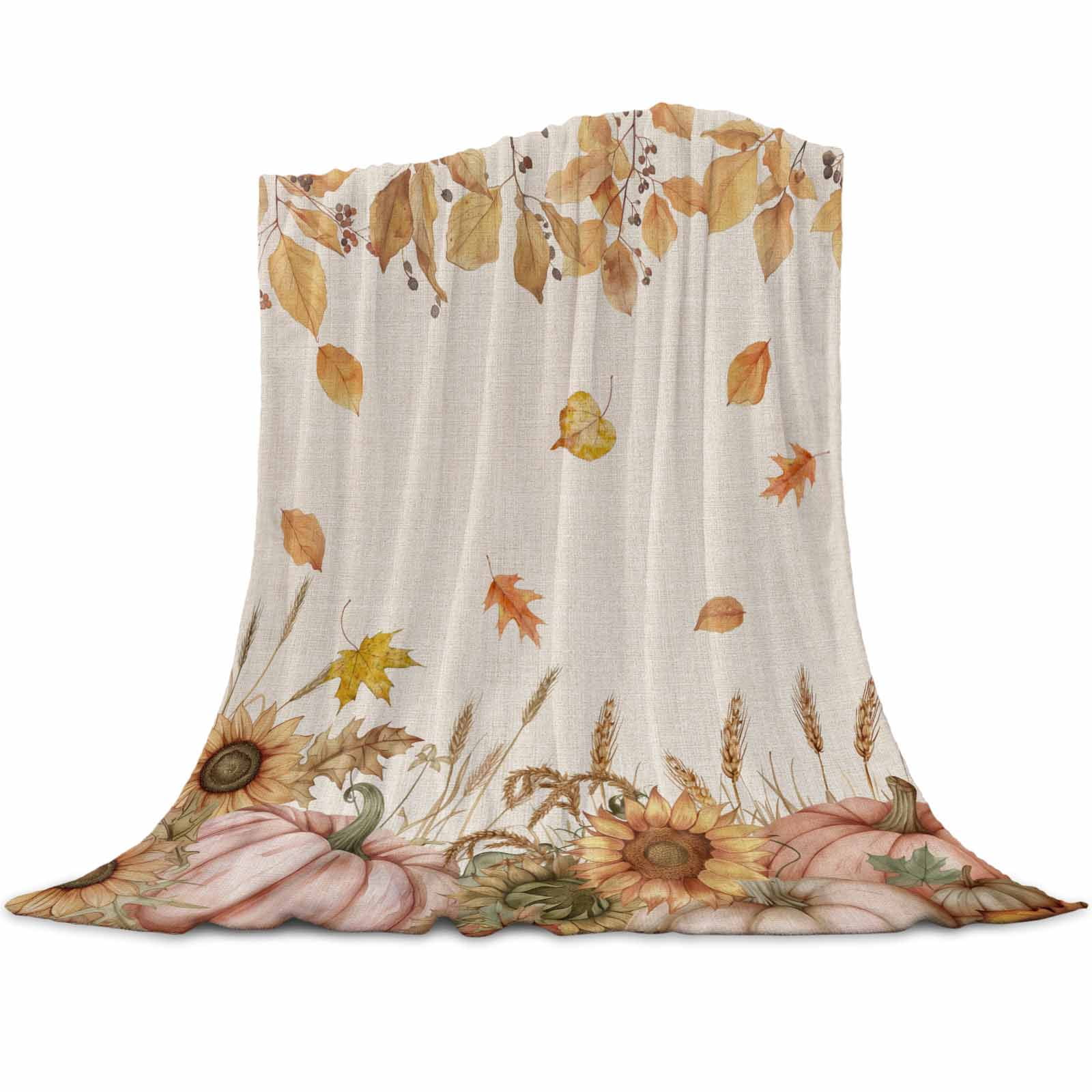 Fall Thanksgiving Flannel Blanket for Bed,Travel and Camping, Pumpkin ...