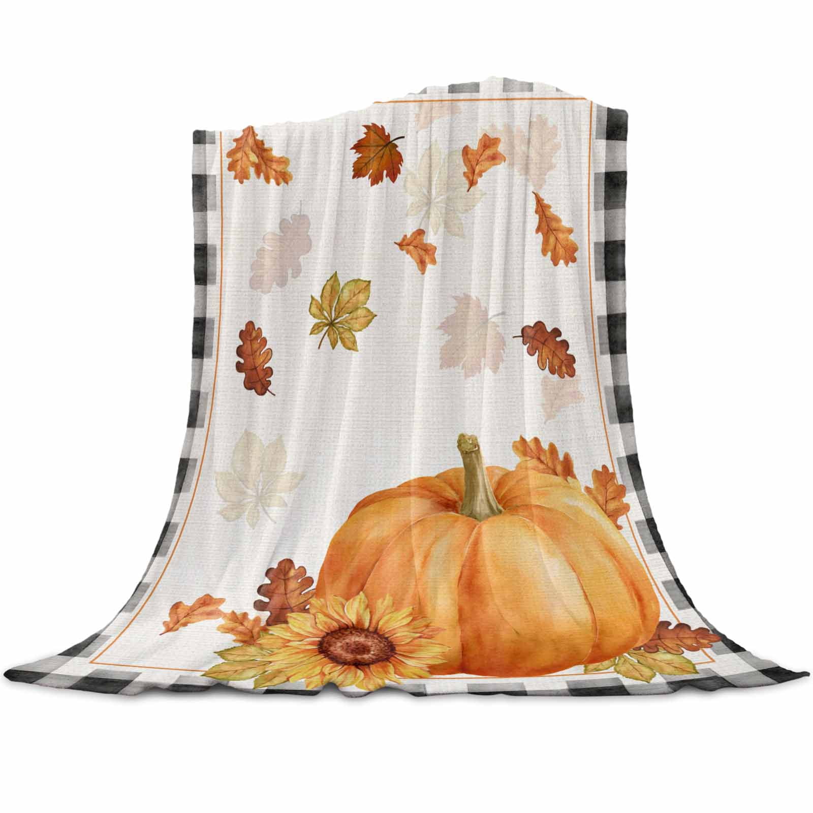 Fall Thanksgiving Flannel Blanket for Bed,Travel and Camping, Pumpkin ...
