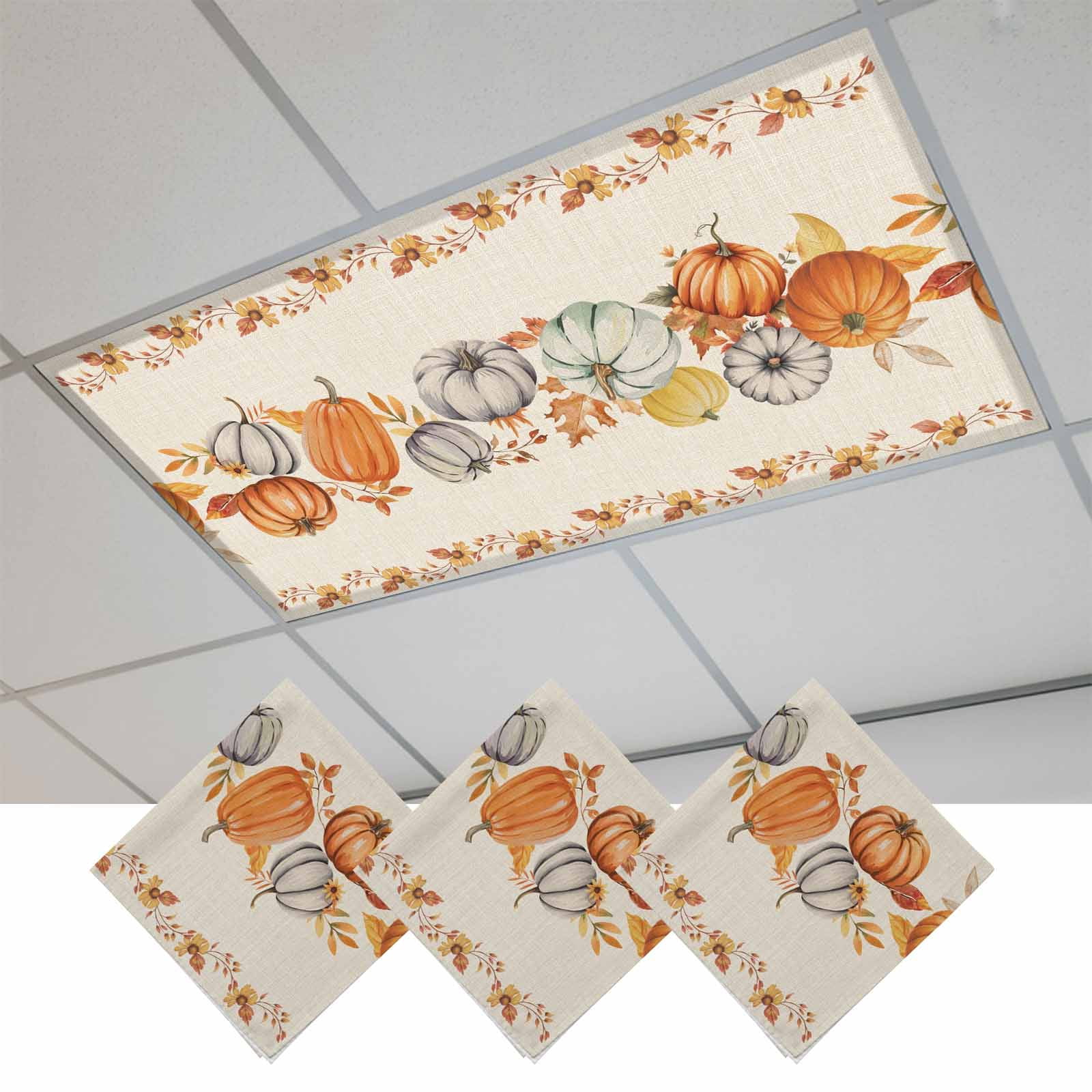 Fall Thanksgiving Fluorescent Light Covers, Orange Grey Pumpkins Rustic ...