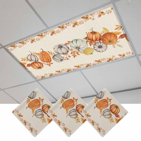 Fall Thanksgiving Fluorescent Light Covers, Orange Grey Pumpkins Rustic ...