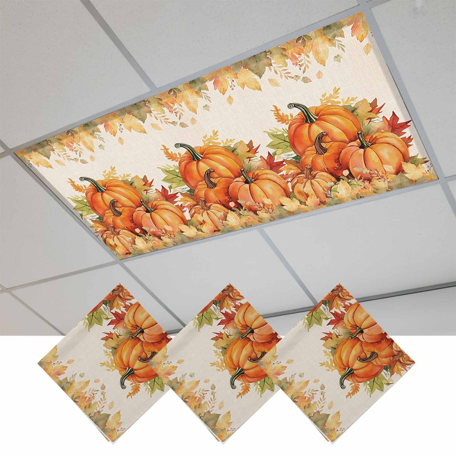 Fall Thanksgiving Fluorescent Light Covers, Rustic Orange Pumpkin ...