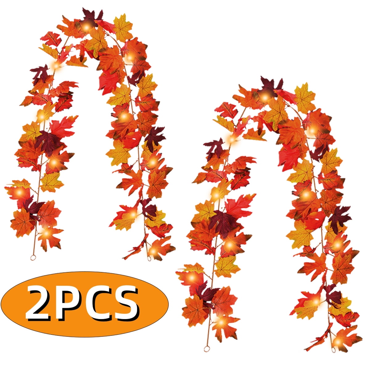 Fall Thanksgiving Garlands Maple Leaf Vines with Lights for Home ...