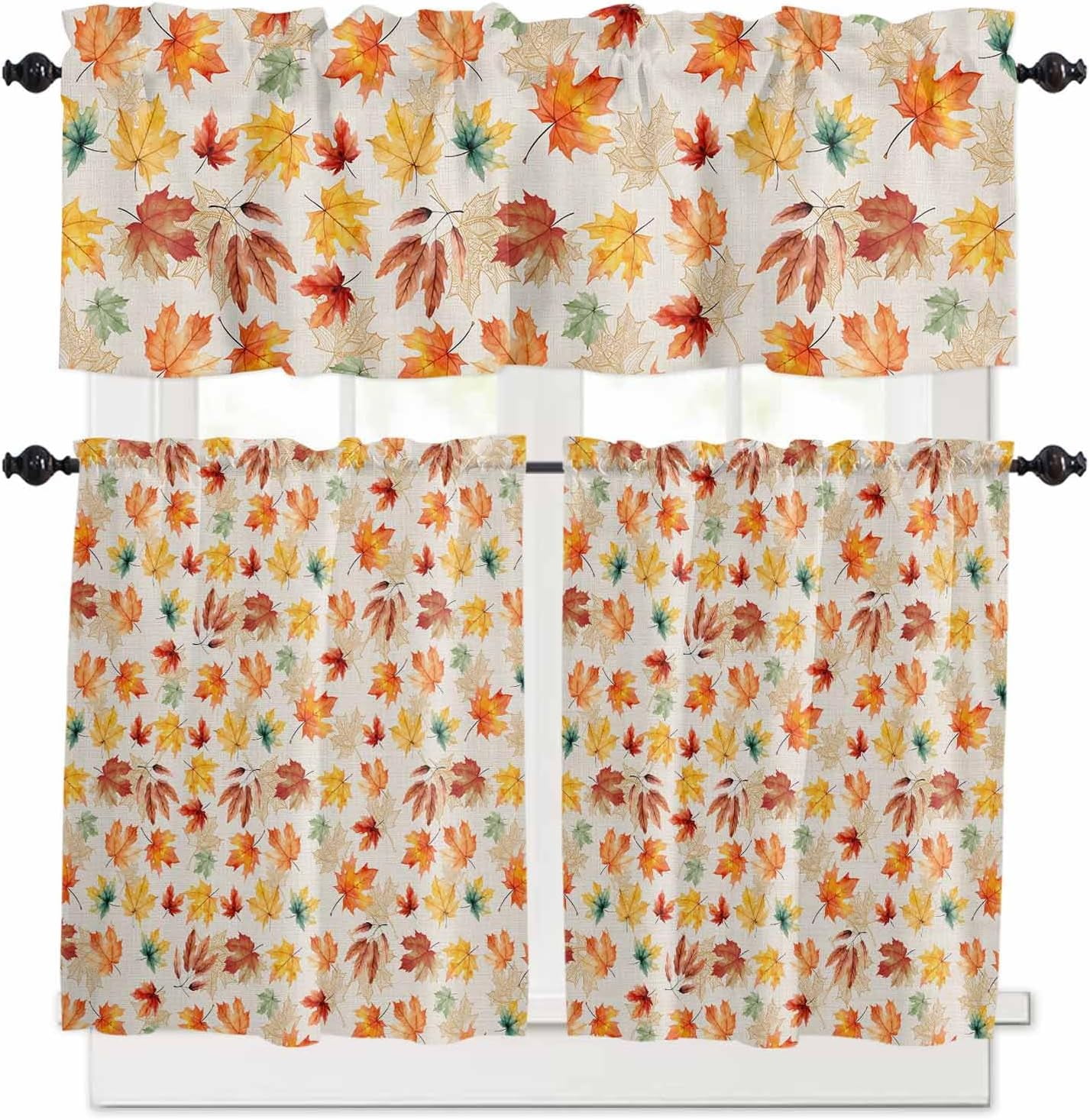 Fall Thanksgiving Kitchen Curtains and Valances Set, Rod Pocket ...