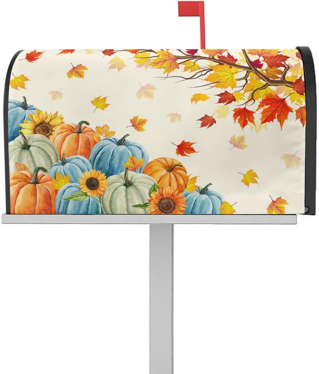 Fall Thanksgiving Mailbox Cover Oversized 21"x25.5", Orange Pumpkin ...