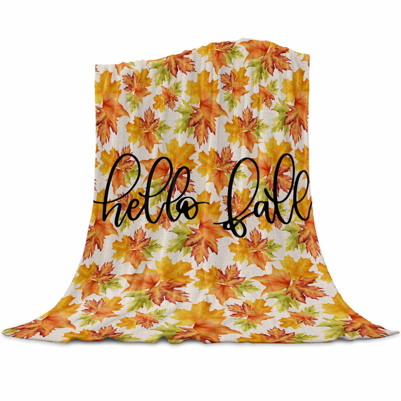 Fall Thanksgiving Maple Leaves Linen Texture Flannel Blanket For Bed fall-thanksgiving-maple-leaves-linen-texture-flannel-blanket-for-bed