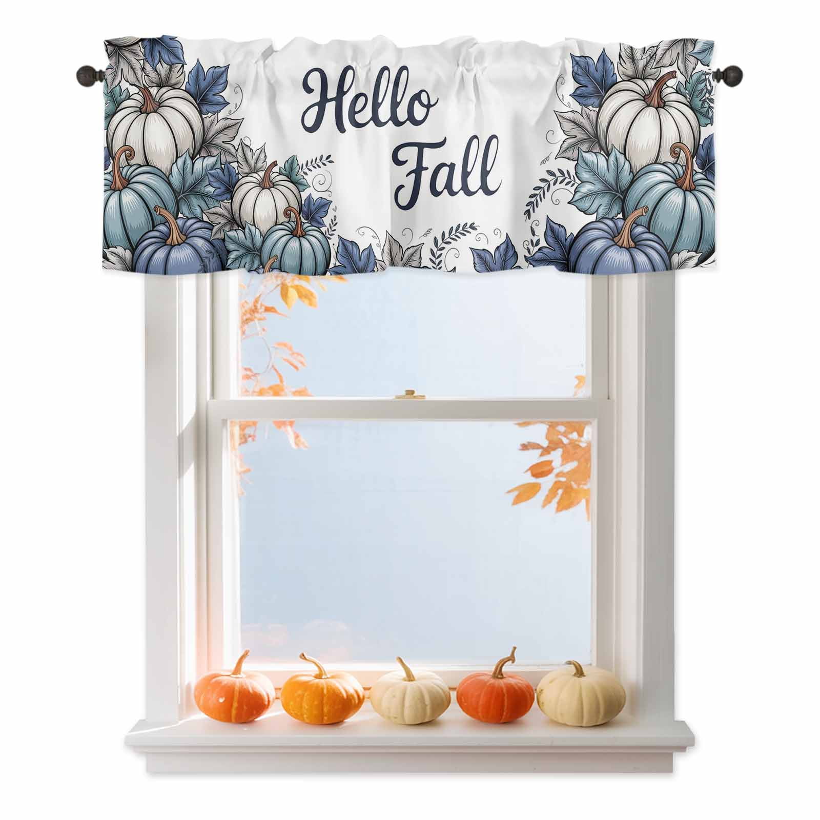 Fall Thanksgiving Ombre Pumpkin Valances for Windows,Kitchen Valance ...