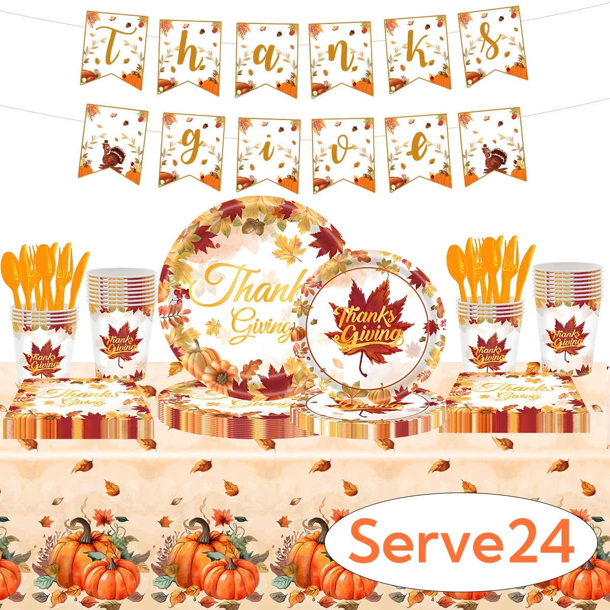 Thanksgiving Serveware Fall Paper Plates for Party Supplies Decoration ...