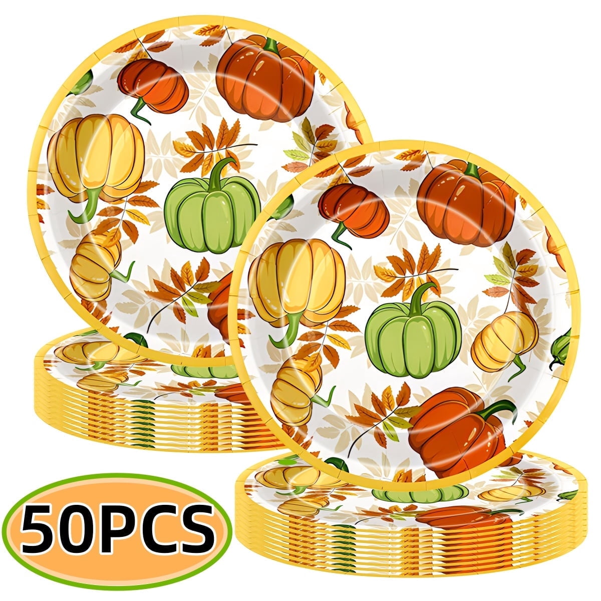 Fall Thanksgiving Paper Plates for Party Supplies 9 inch Pumpkins Paper ...