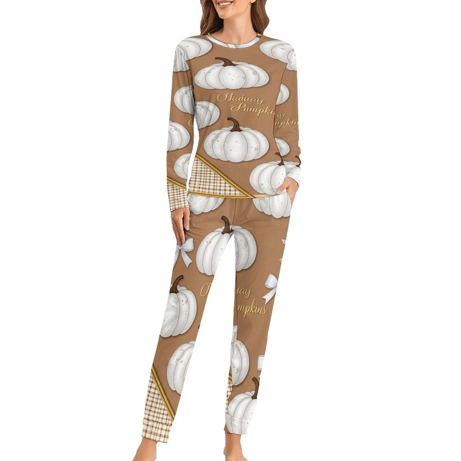 Fall Thanksgiving Pumpkin Pajamas Woman 2 Piece Vintage Pajamas Set ...