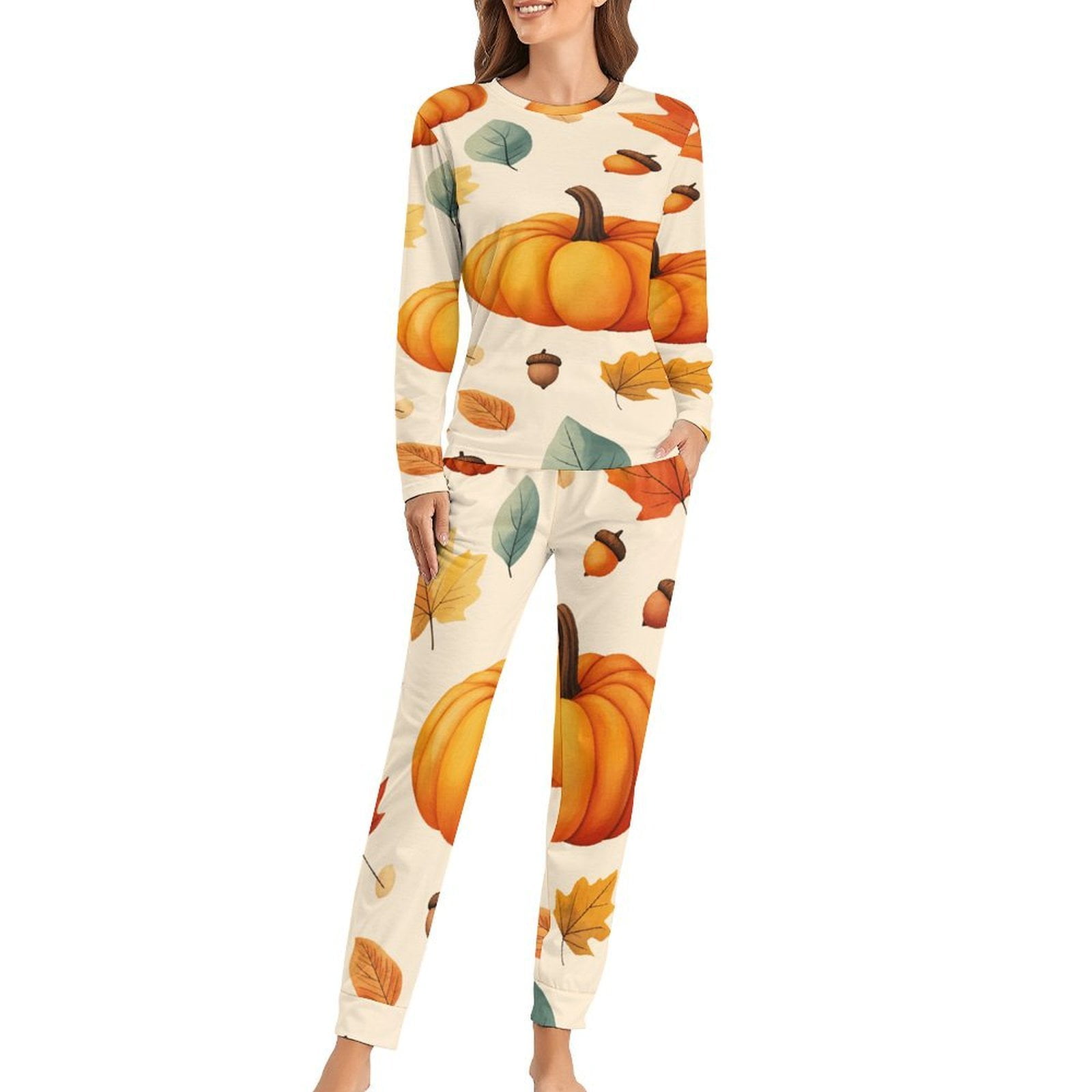 Fall Thanksgiving Pumpkin Pajamas Woman 2 Piece Vintage Pajamas Set ...