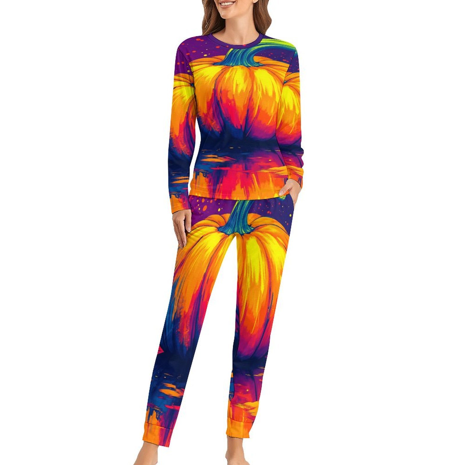 Fall Thanksgiving Pumpkin Pajamas Woman 2 Piece Vintage Pajamas Set ...