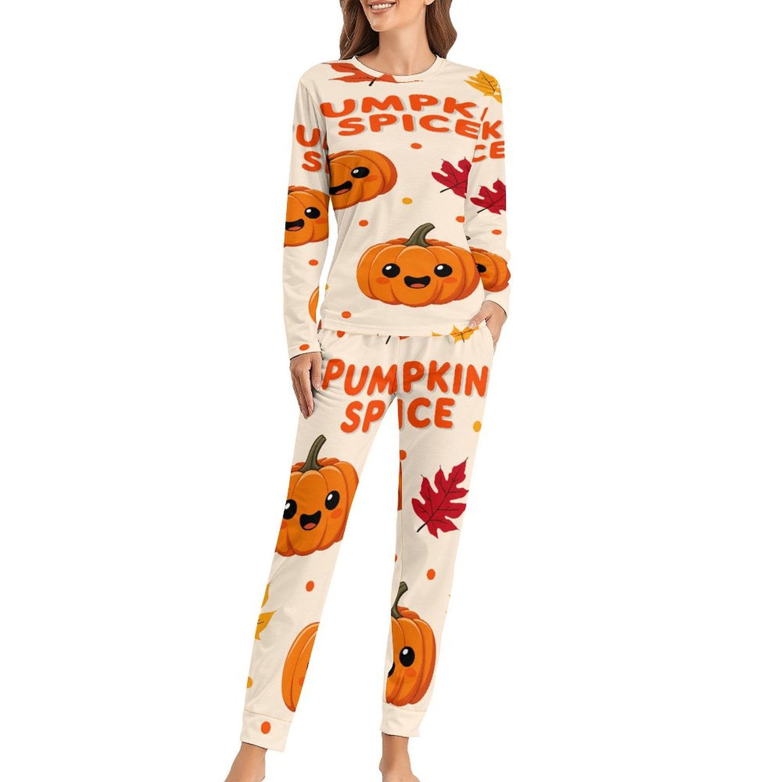 Fall Thanksgiving Pumpkin Pajamas Woman 2 Piece Vintage Pajamas Set ...
